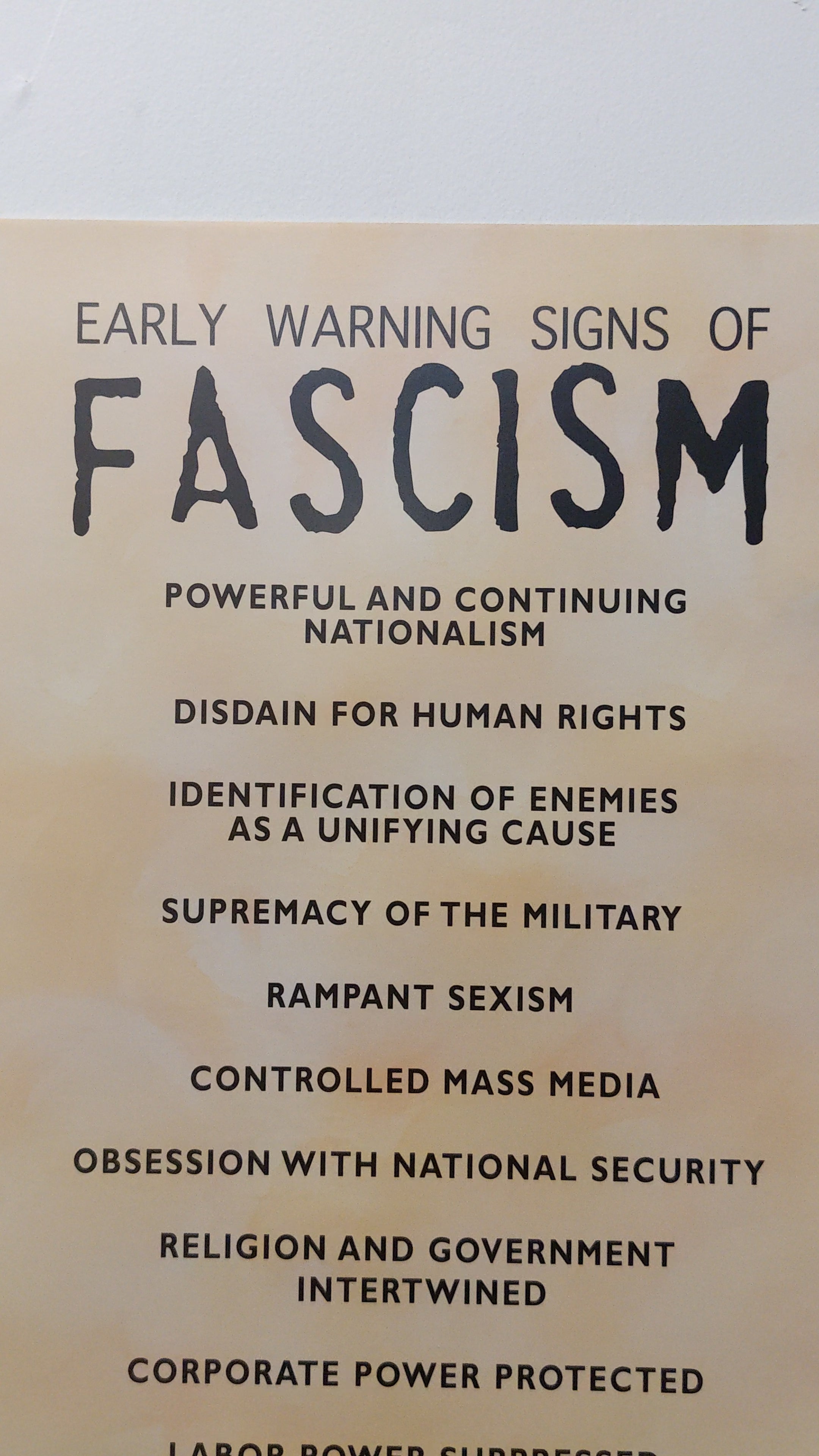 Poster - Early Warning Signs of Fascism – Syracuse Cultural Workers